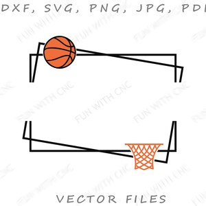 Basketball Split Frames With Ball and a Basketball Hoop With a Net ...