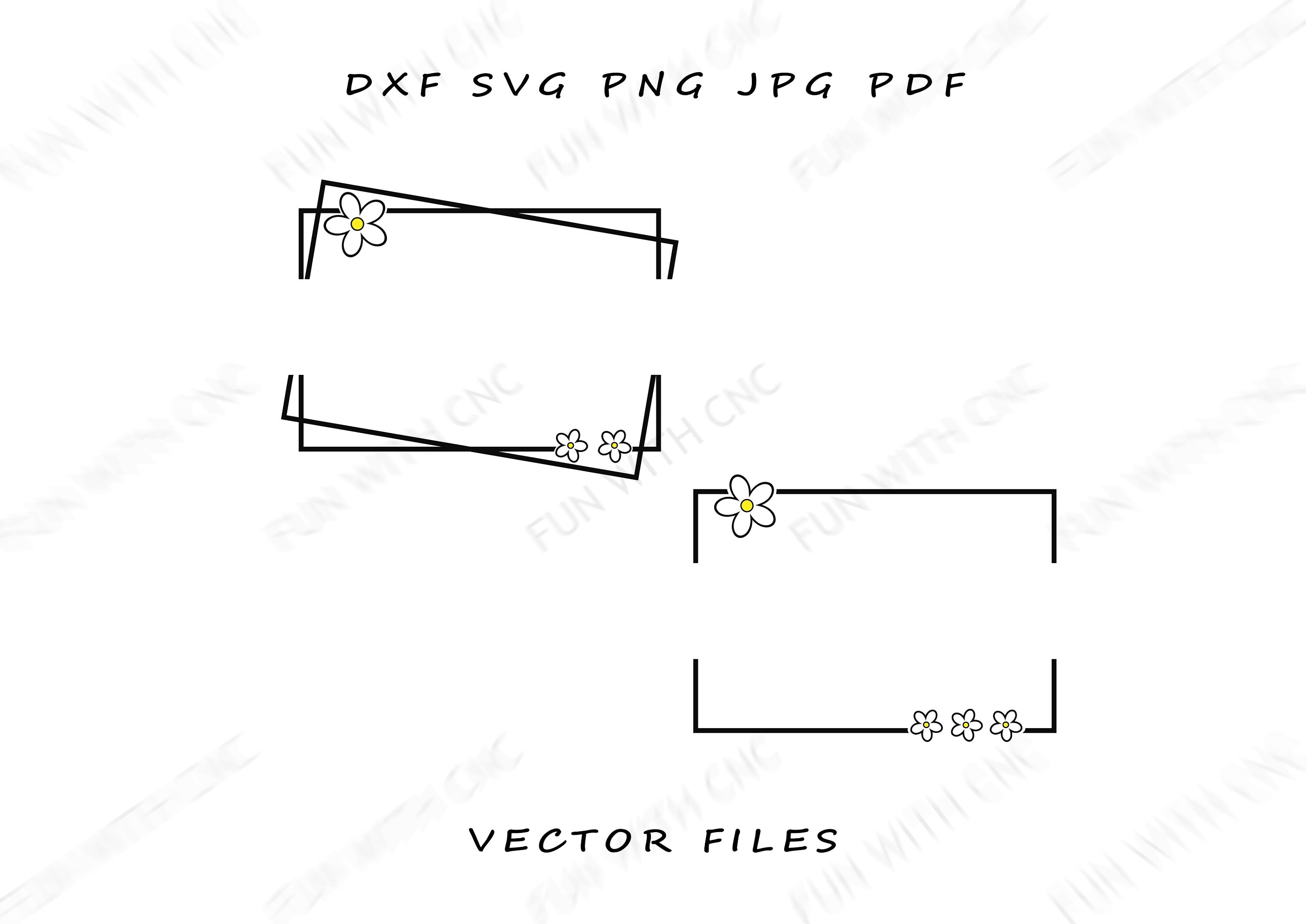 Rectangle and Double Rectangle Digital Frame With Daisy Flowers ...