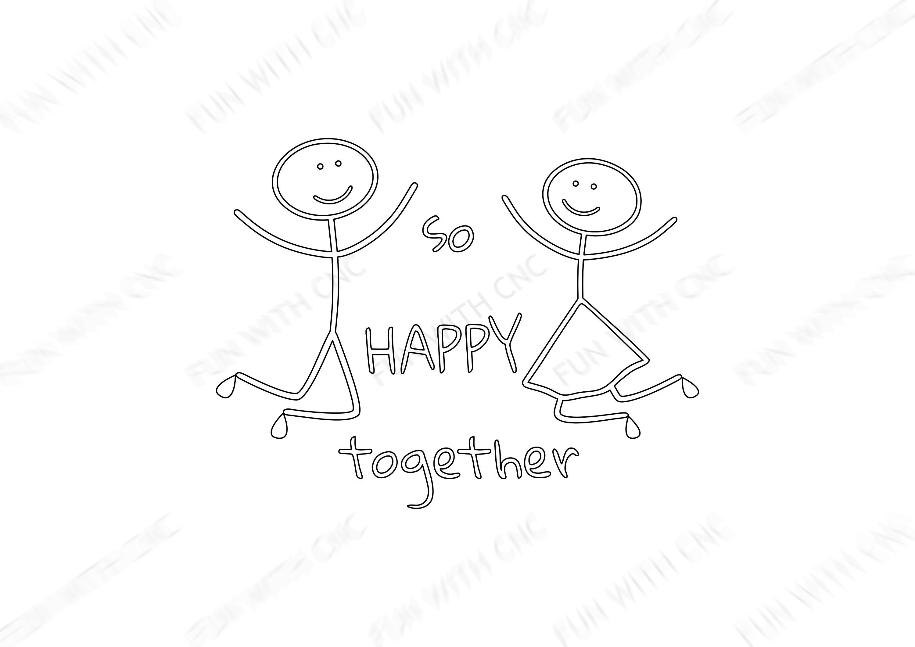 Be Happy Together | Happy Couple Stick People Svg | Good Things Happen ...