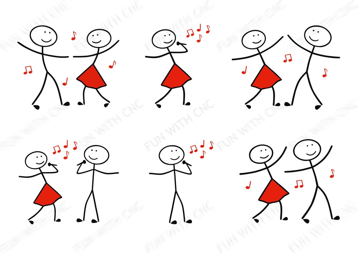 Stick People Singing Couple and Dancing Couple Instant - Etsy