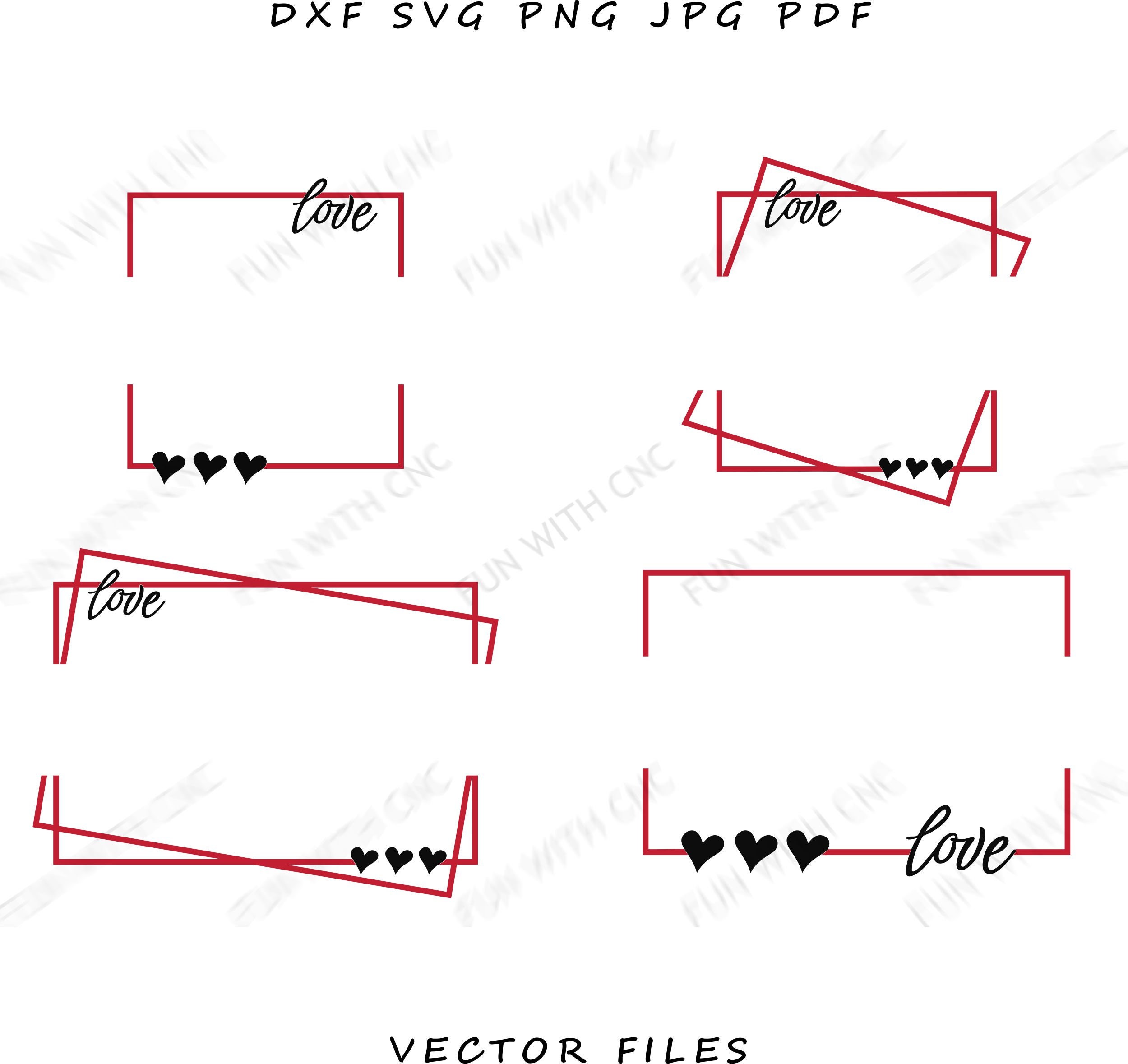 Love Frame Bundle, Valentines Day Frame Set, Split Square and Rectangle ...