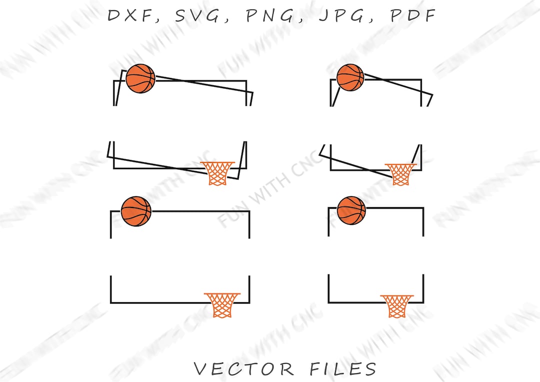 Basketball Split Frames With Ball and a Basketball Hoop With a Net ...