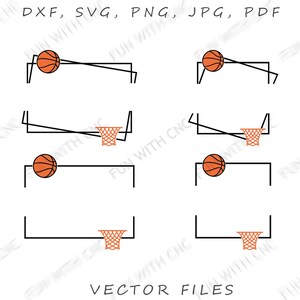 Basketball Split Frames With Ball and a Basketball Hoop With a Net ...