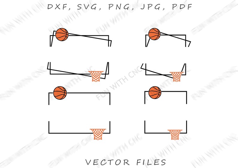 Basketball Split Frames With Ball and a Basketball Hoop With a Net ...