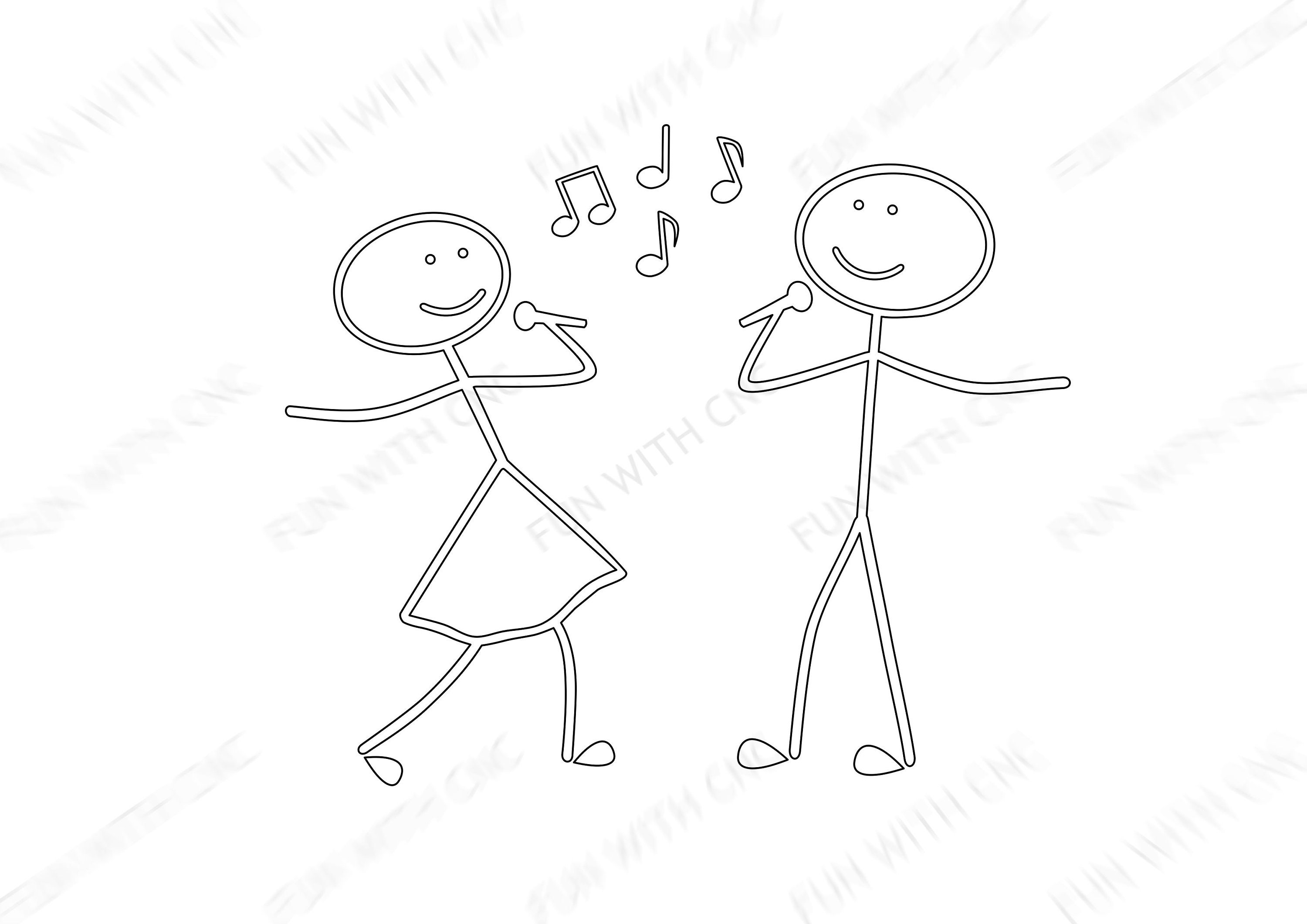 Singing Couple Stick Figure | Singing People Svg | Digital Files for ...