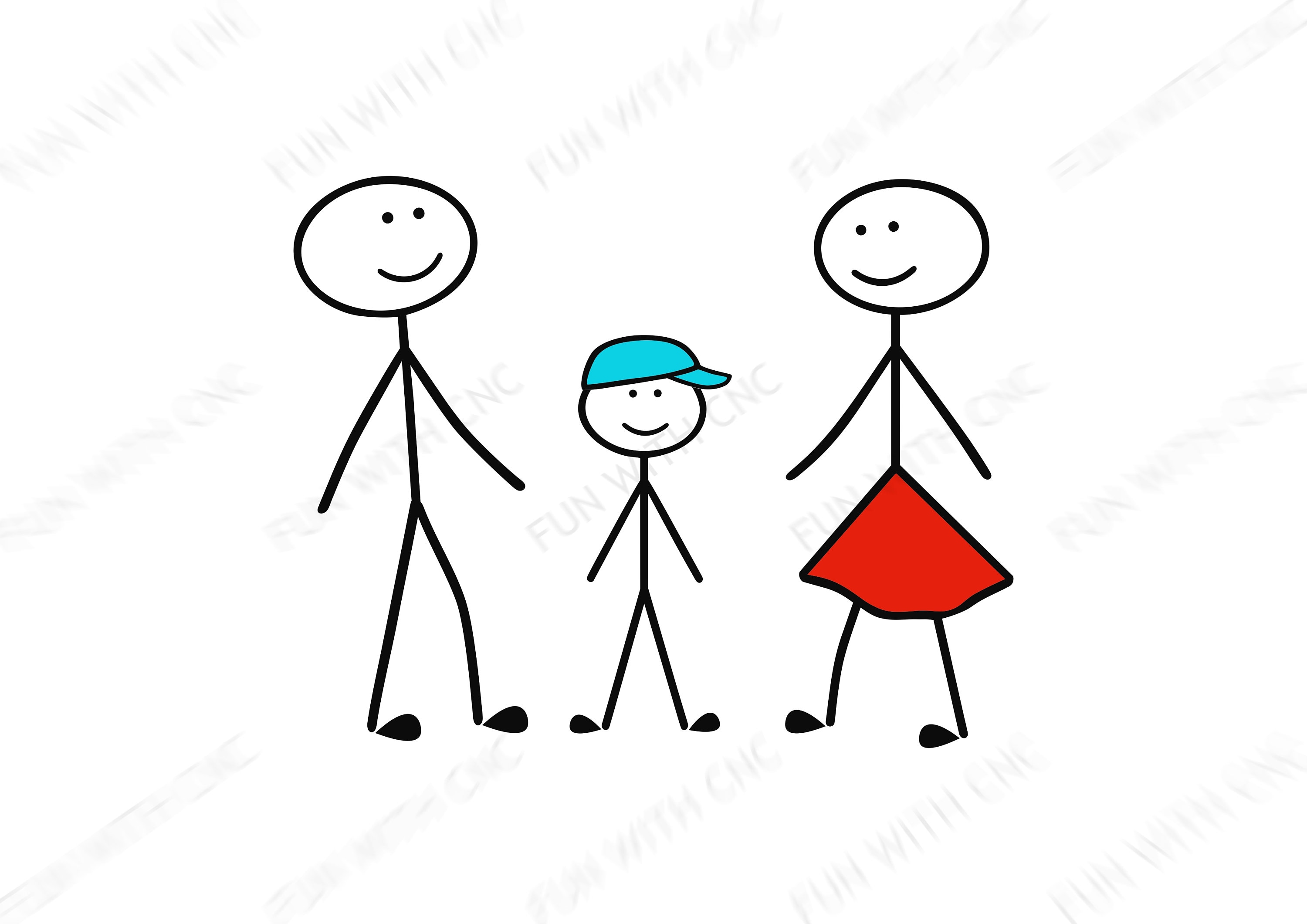 Family Stick Figures Of 3