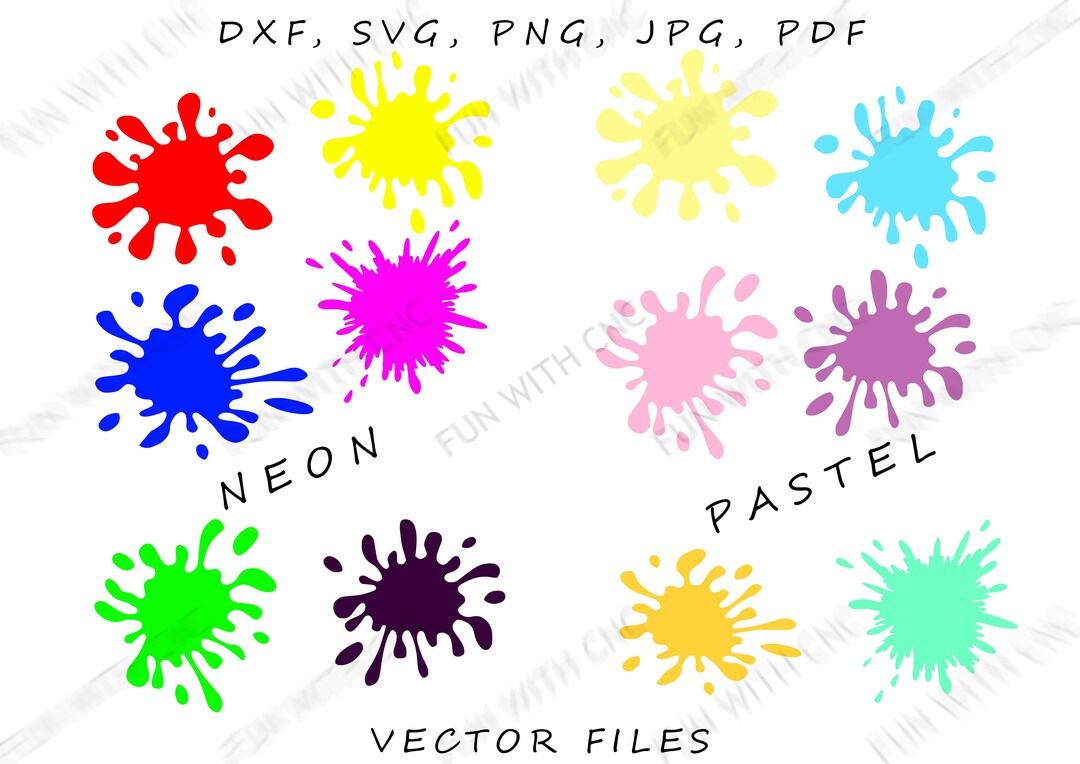 Paint Splash Clipart, Paint Splatter Svg Bundle, Paint Streak Blob Png ...