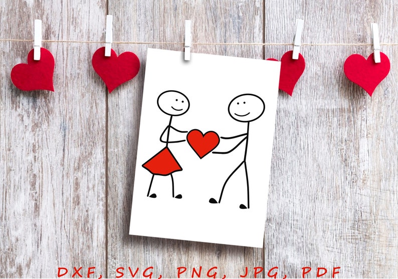 Stickman in Love | Stick Figures Couple | Couple in Love Svg | Love ...