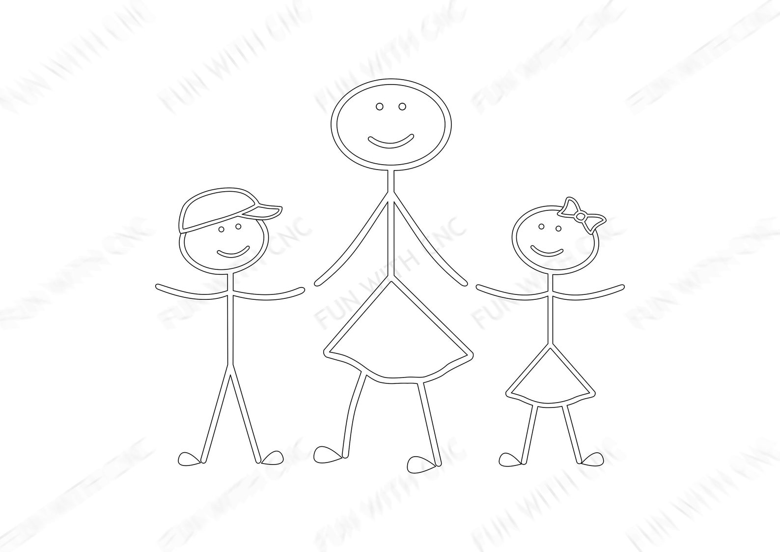 Lovely Stick People Illustration Mom With Daugther and Son - Etsy