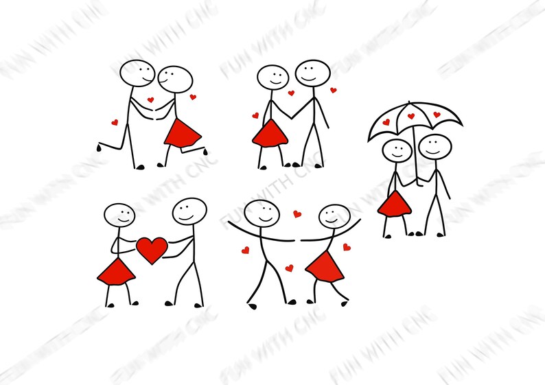 Couple in Love Bundle, Stick Figures Couple Set, Love Couple Svg ...