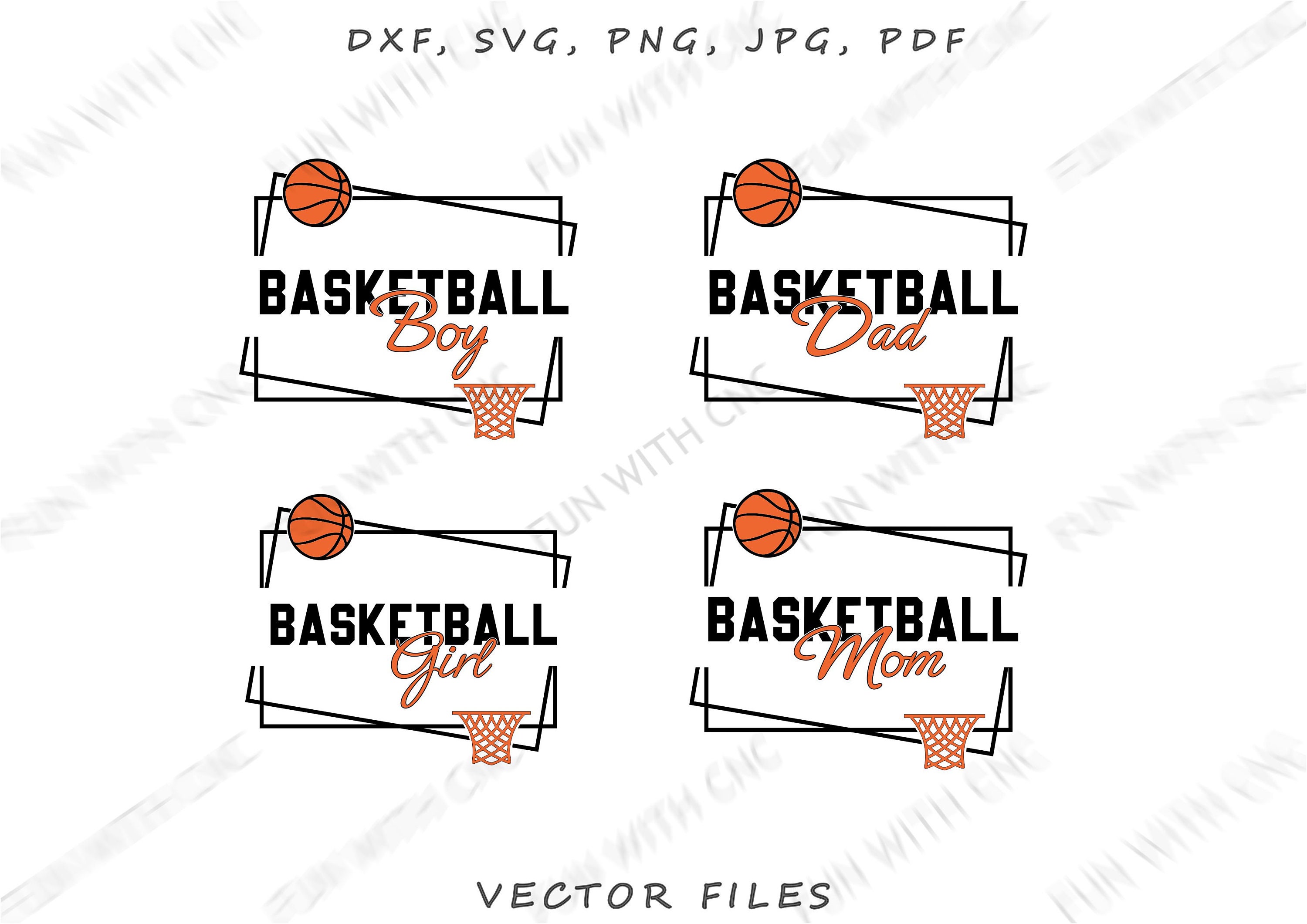 Basketball Split Frames With Ball and a Basketball Hoop With a Net ...