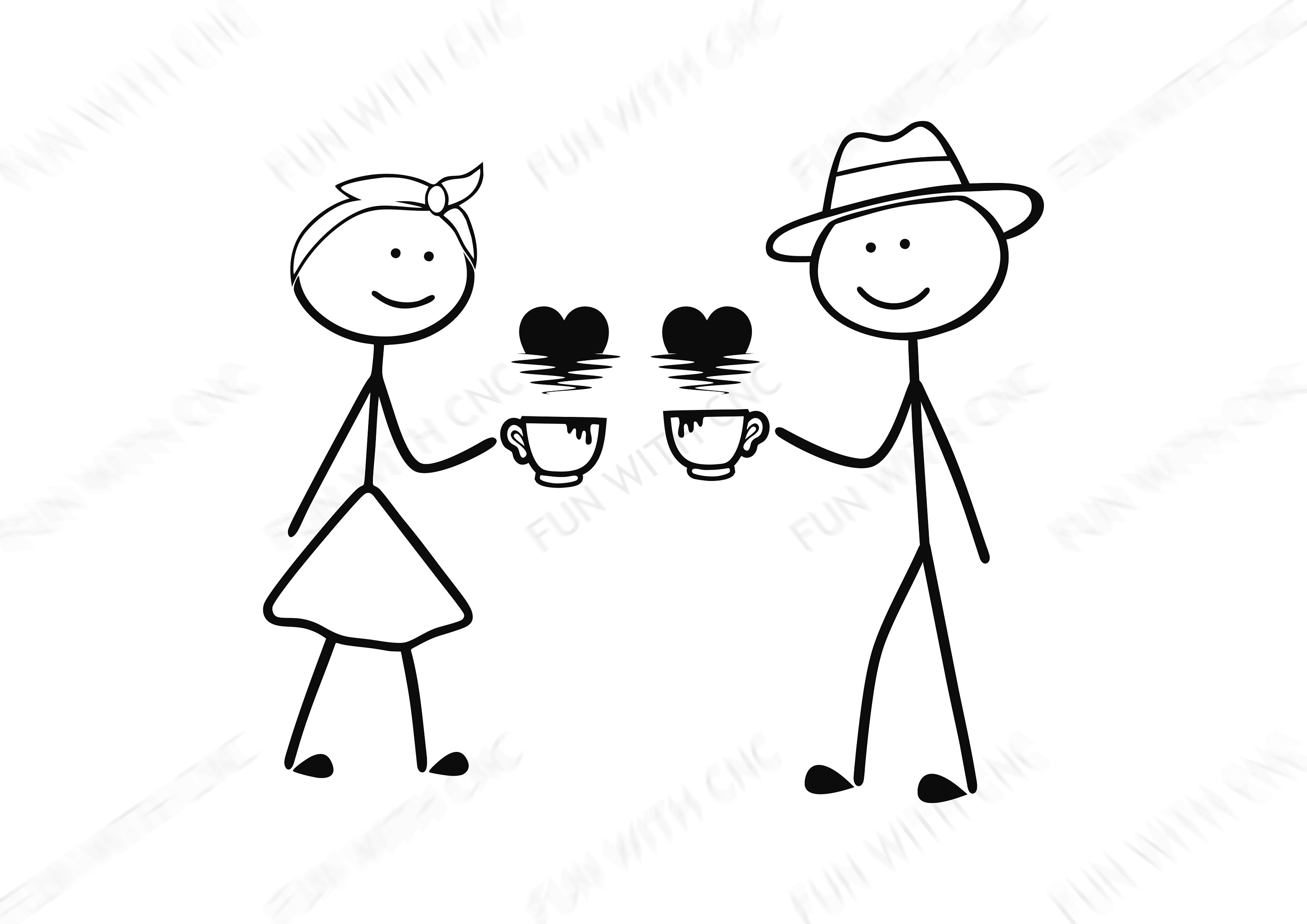 Cute Stick People Couple With a Coffee and Heart ,daddy Needs a Coffee ...