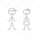 Brother and Sister Stick People Illustration, Boy and Girl Stick ...