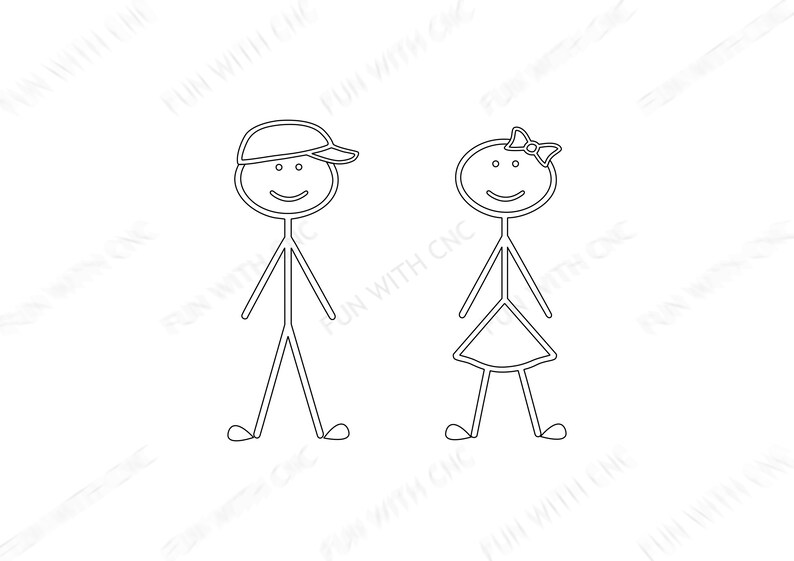 Brother and Sister Stick People Illustration, Boy and Girl Stick ...