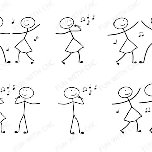 Stick People Singing Couple and Dancing Couple, Instant Download Files ...