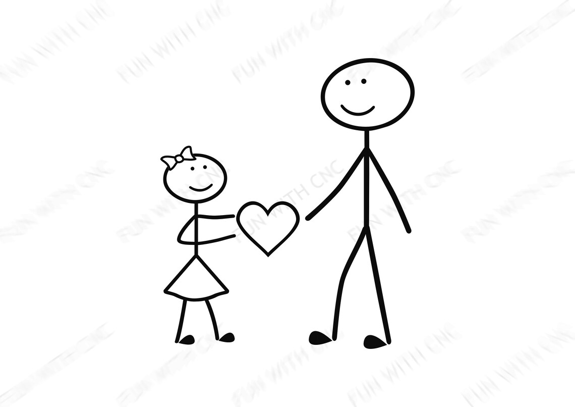 Stick People Svg, Father and Daughter, Happy Father's Day, Project Idea ...