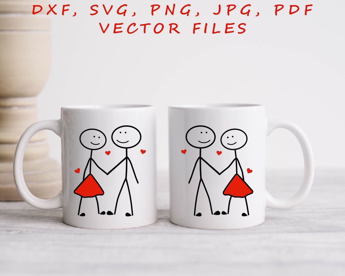 Stick People Couple in Love Holding Hands Digital Download Vector Files ...