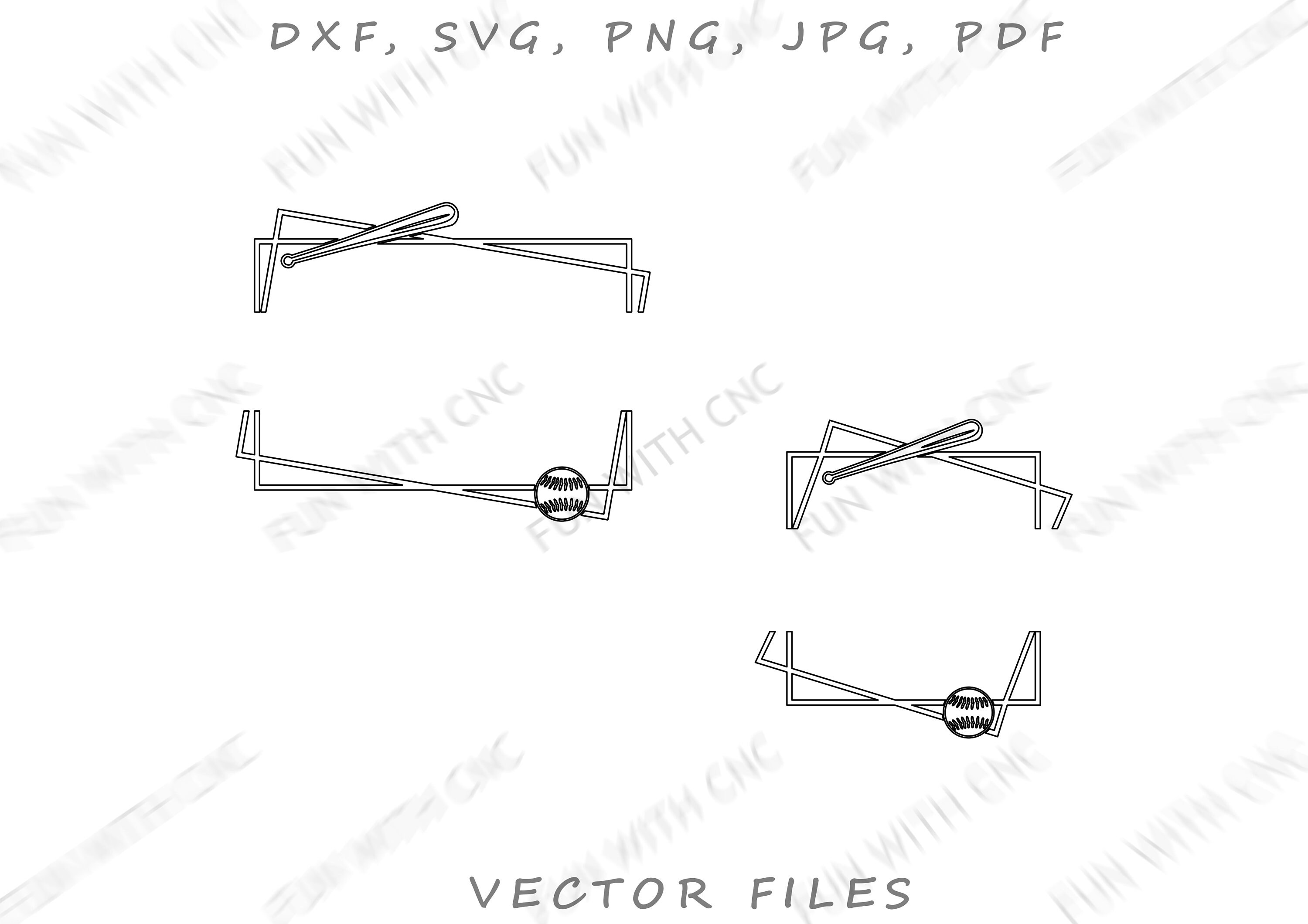 Baseball Split Frame Set of 2 With Bat and Baseball Ball, Double ...