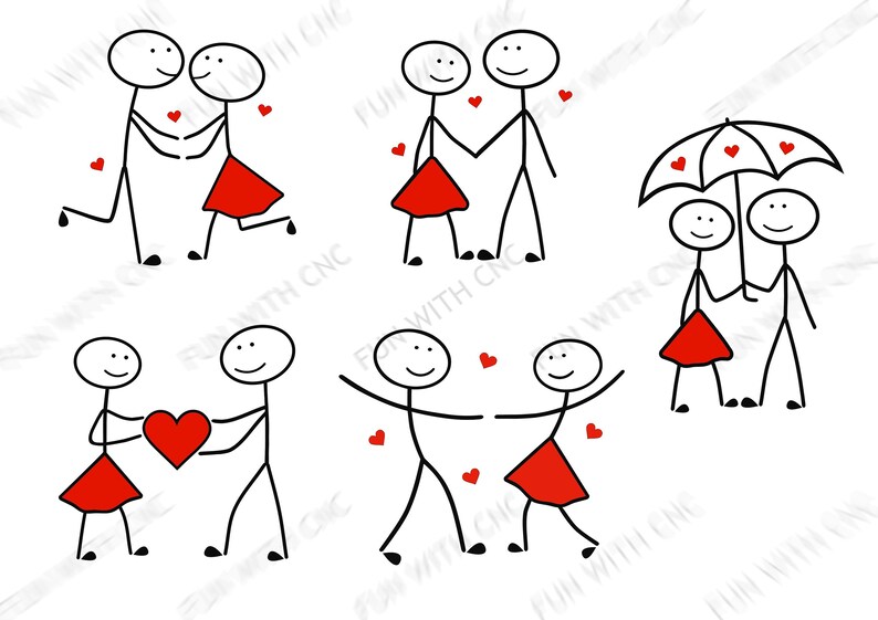 Couple in Love Bundle, Stick Figures Couple Set, Love Couple Svg ...
