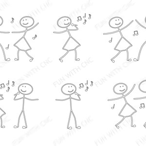 Stick People Singing Couple and Dancing Couple, Instant Download Files ...