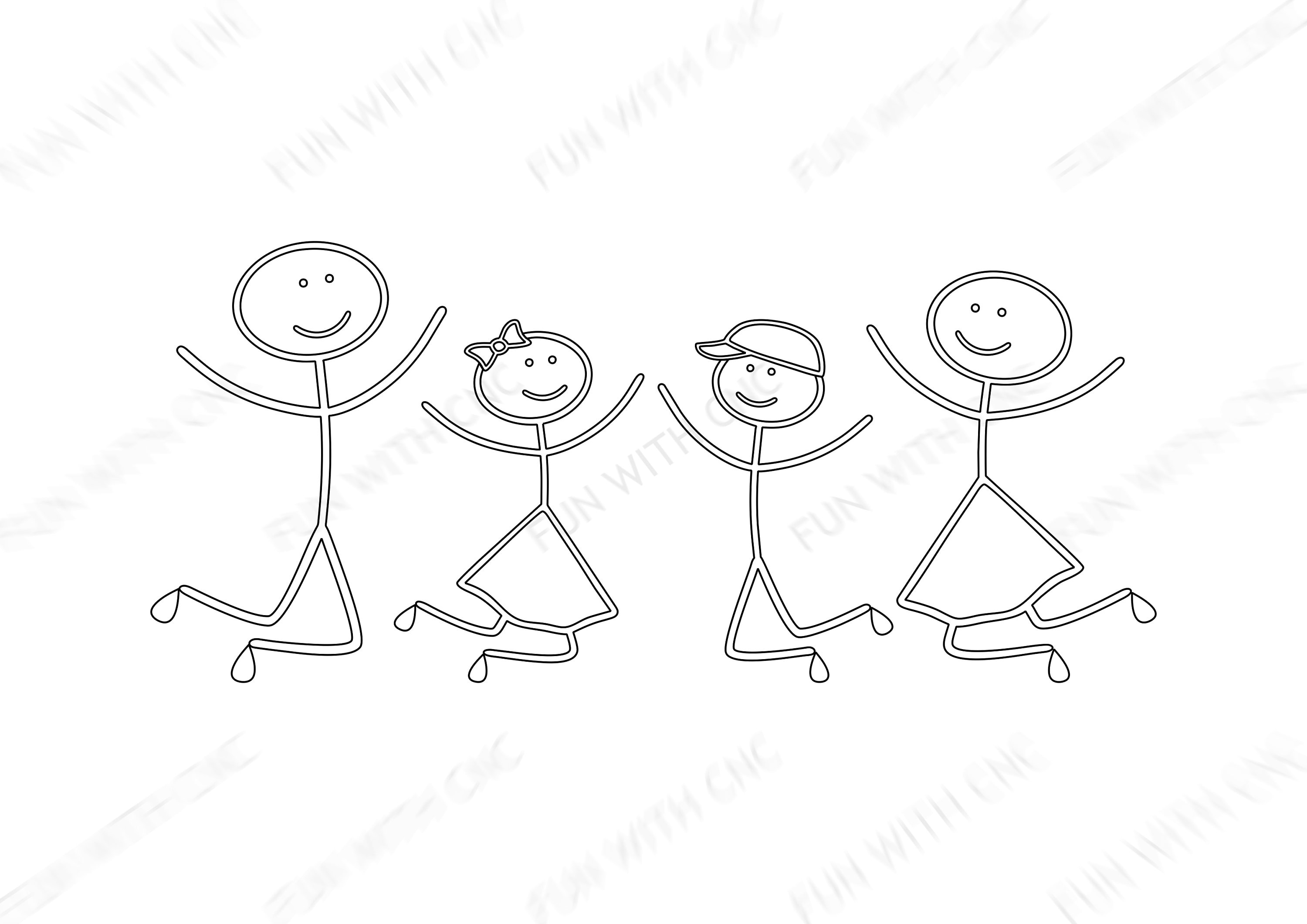 Happy Stick Figure Family