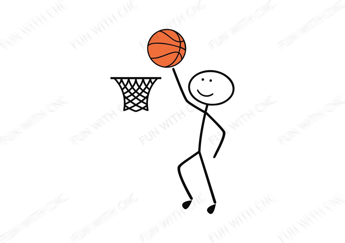 Stick Figure Basketball Player Illustration, Stick People Clipart, Svg ...