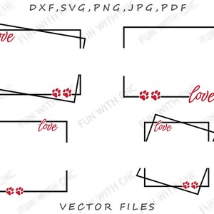 Paw Print Love Split Frame Bundle, Square Split Frame, Rectangle Split ...