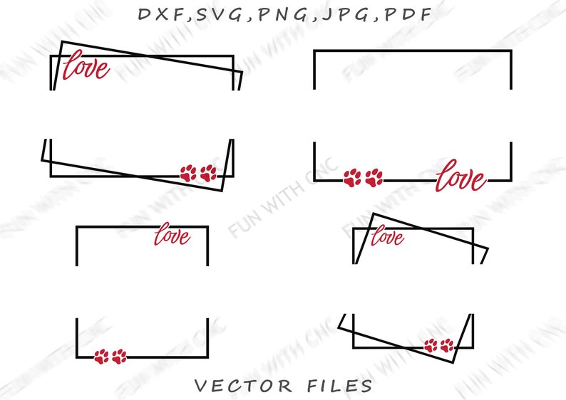 Paw Print Love Split Frame Bundle, Square Split Frame, Rectangle Split ...