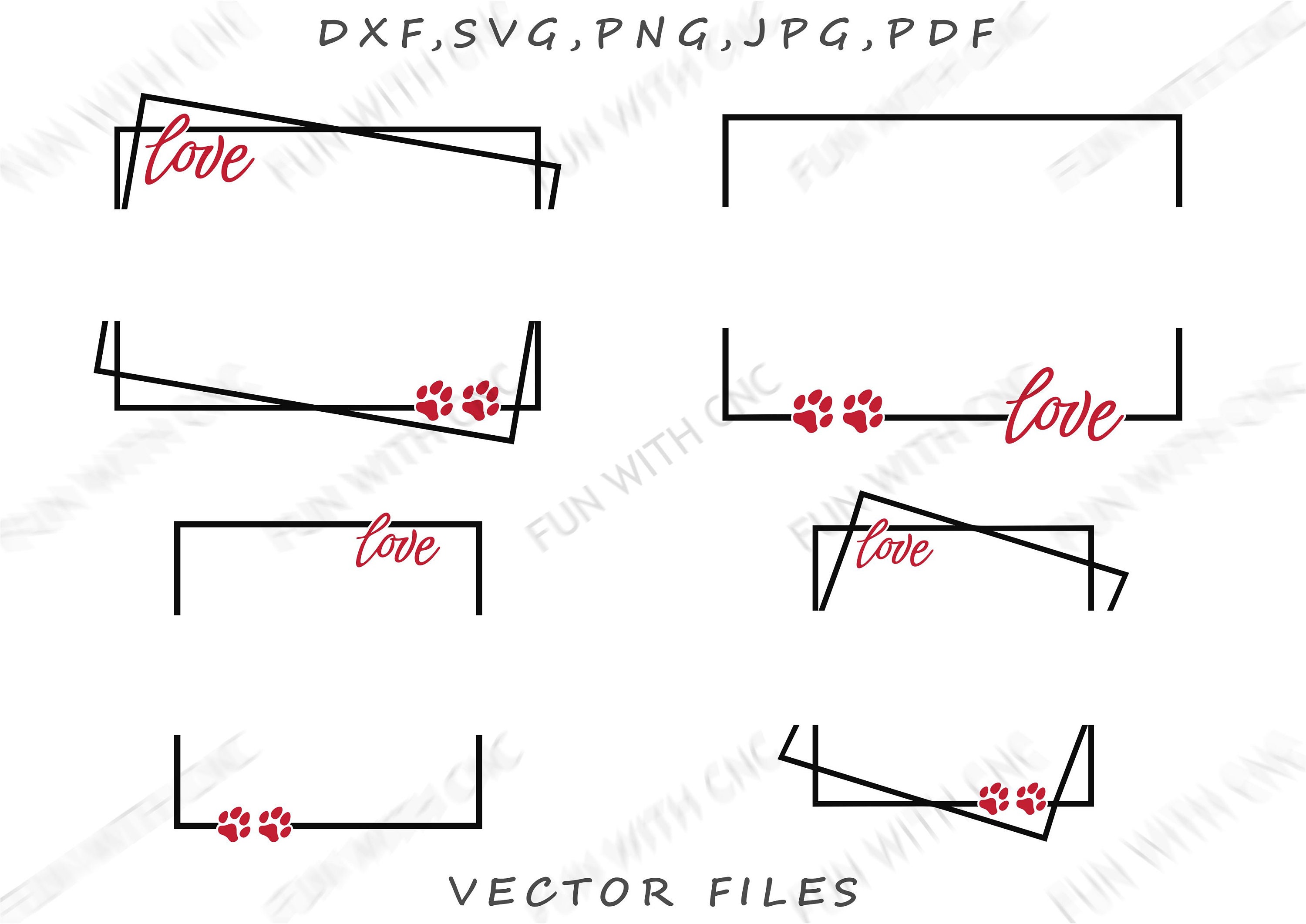 Paw Print Love Split Frame Bundle, Square Split Frame, Rectangle Split ...