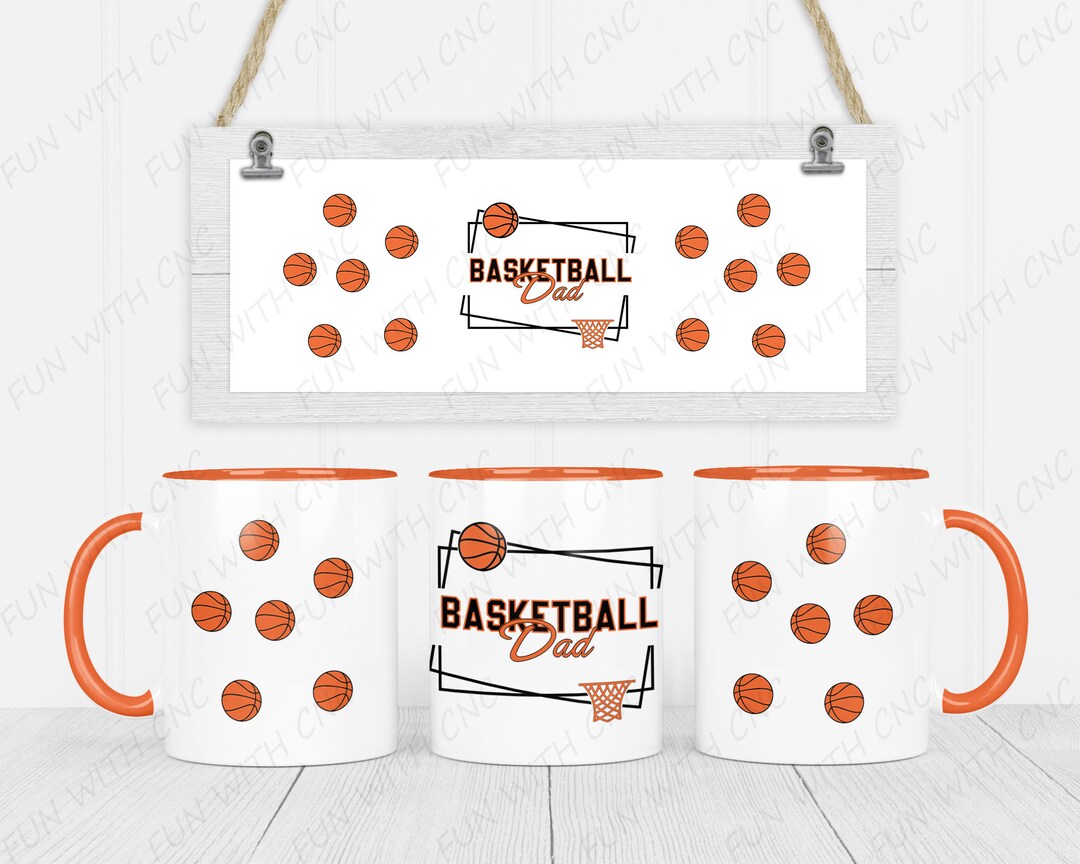 Basketball Dad PNG, Mug Wrap Design in a Double Rectangle Split Frame ...