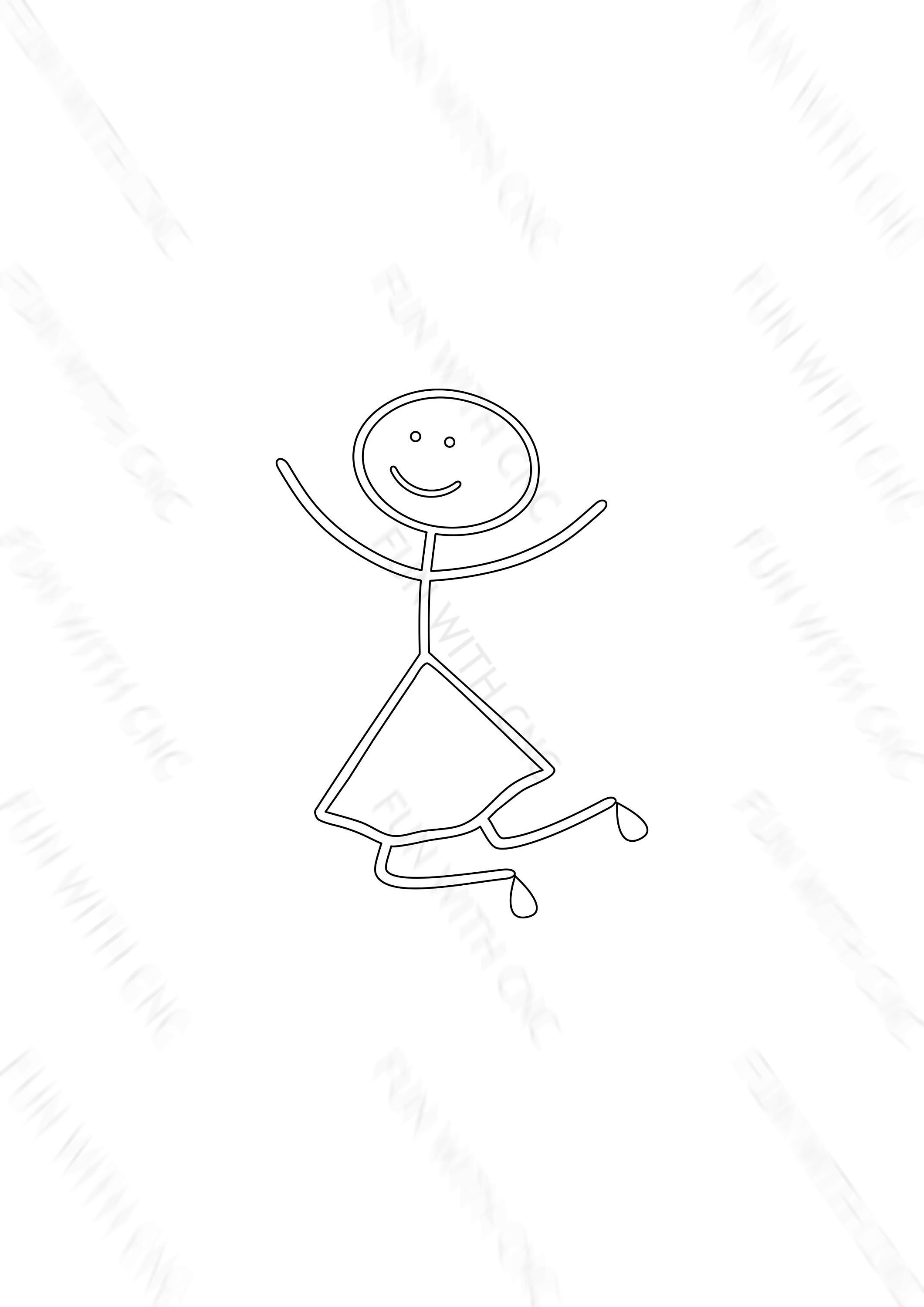 Happy Girl Stick Figure Digital Files for Your Diy Projects - Etsy