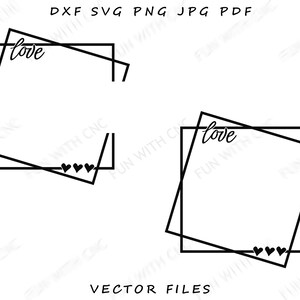 Double Square Love and Hearts Frame, Valentines Day, Love Split Frame ...