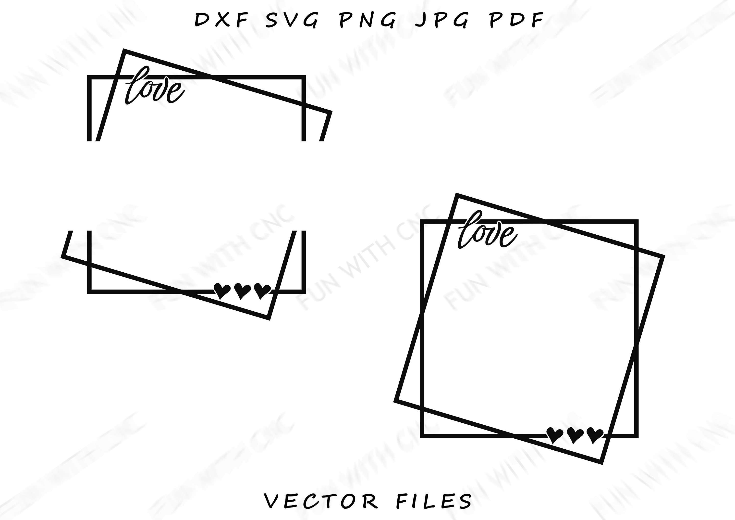 Double Square Love and Hearts Frame, Valentines Day, Love Split Frame ...
