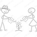 Spring Stick People Couple Watering a Flower, Hello Spring Clipart ...