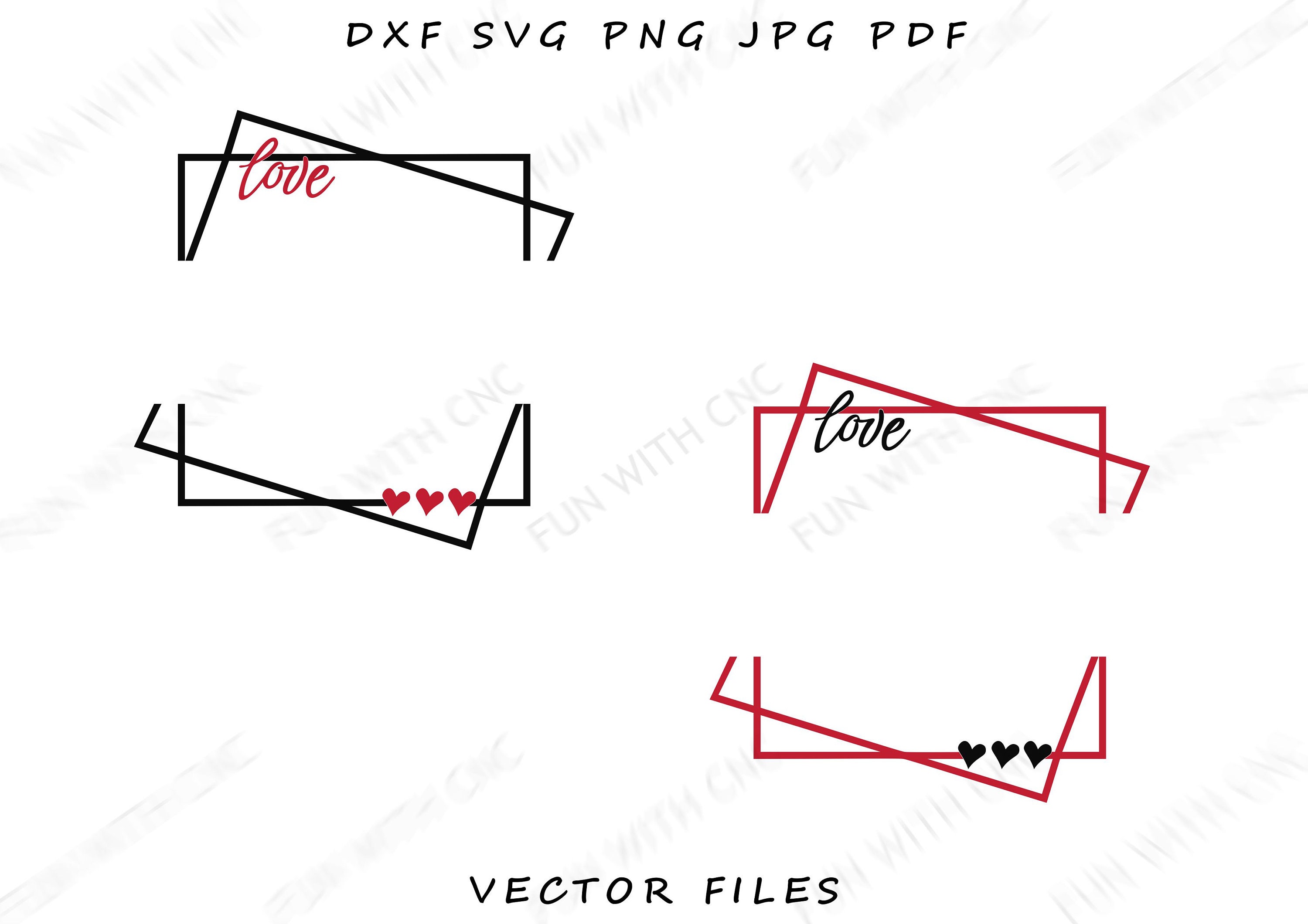 Double Square Love and Hearts Frame, Valentines Day, Love Split Frame ...