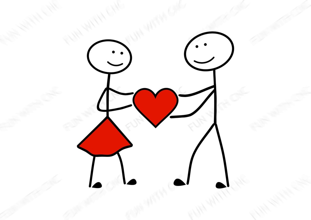 Stickman in Love | Stick Figures Couple | Couple in Love Svg | Love ...