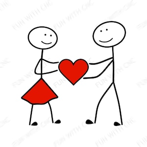 Stickman in Love | Stick Figures Couple | Couple in Love Svg | Love ...
