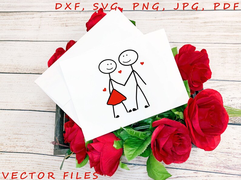 Stick People Couple in Love Holding Hands Digital Download Vector Files ...
