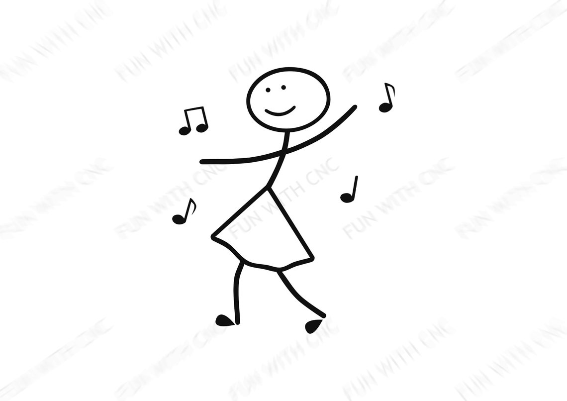 Stick People Dancing Girl, Two Dance Moves in One Galentine's Day Svg ...