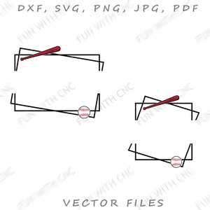 Baseball Split Frame Set of 2 With Bat and Baseball Ball, Double ...