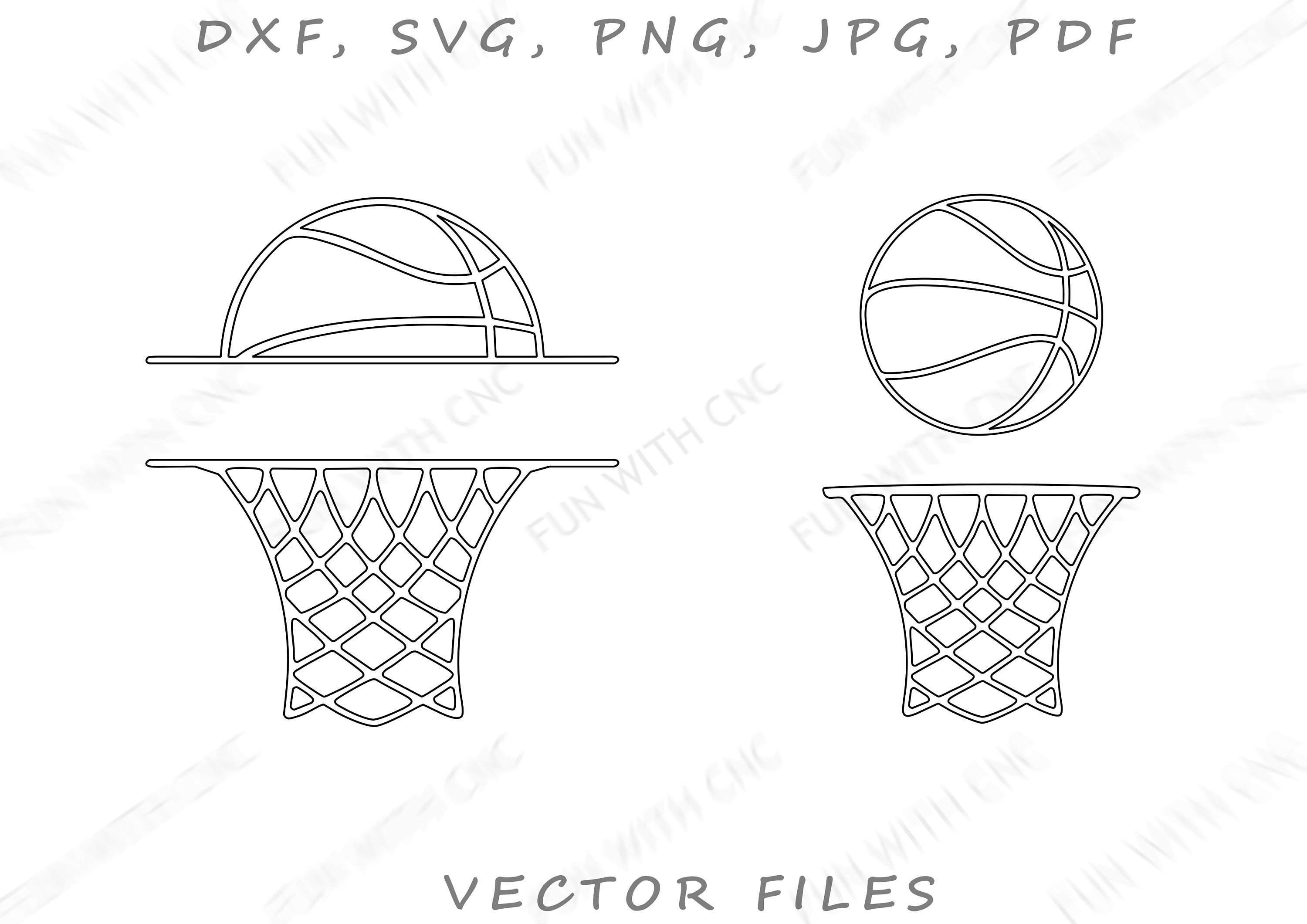 Basketball Simple Design, Ball and Hoop, Basketball Split Frame, DIY ...