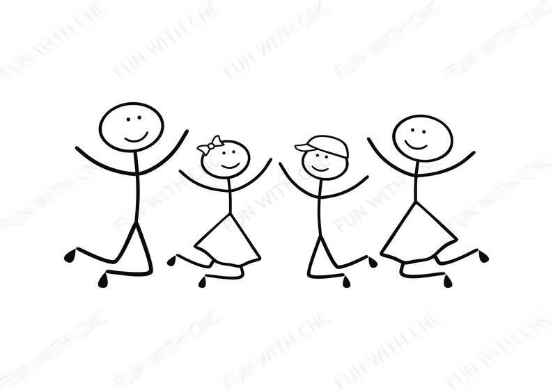 Stick People Happy Family Illustration, Stick Figure Clipart, Stick ...
