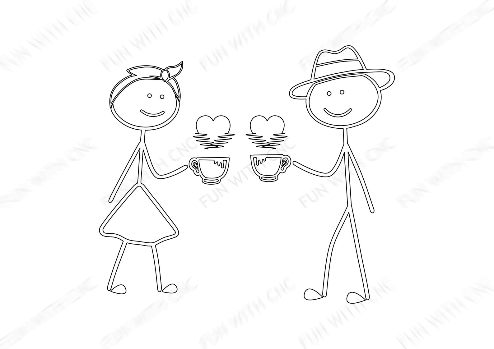 Cute Stick People Couple With a Coffee and Heart ,daddy Needs a Coffee ...