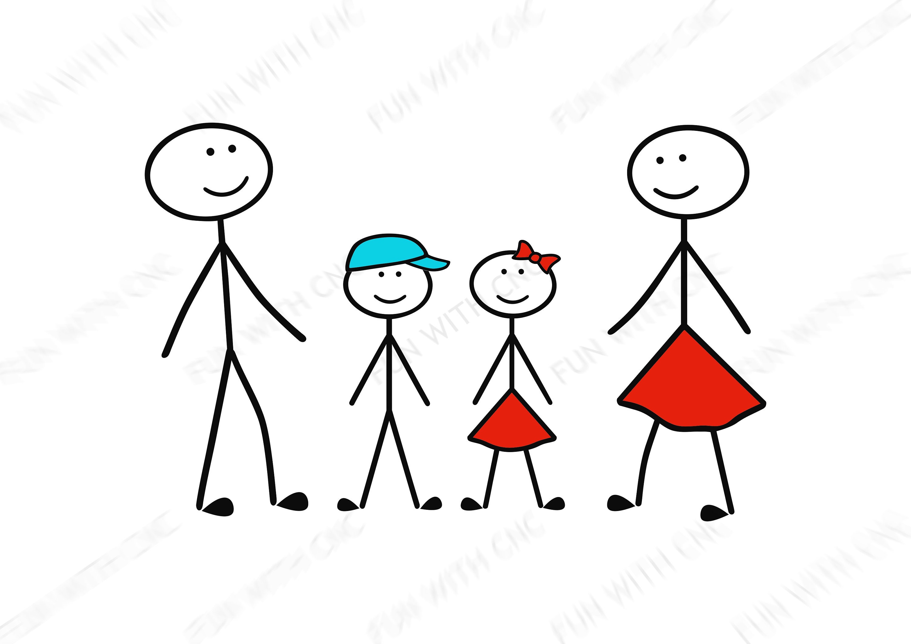 Stick People Svg, Family Stick Figure Clipart, Family Cartoon ...