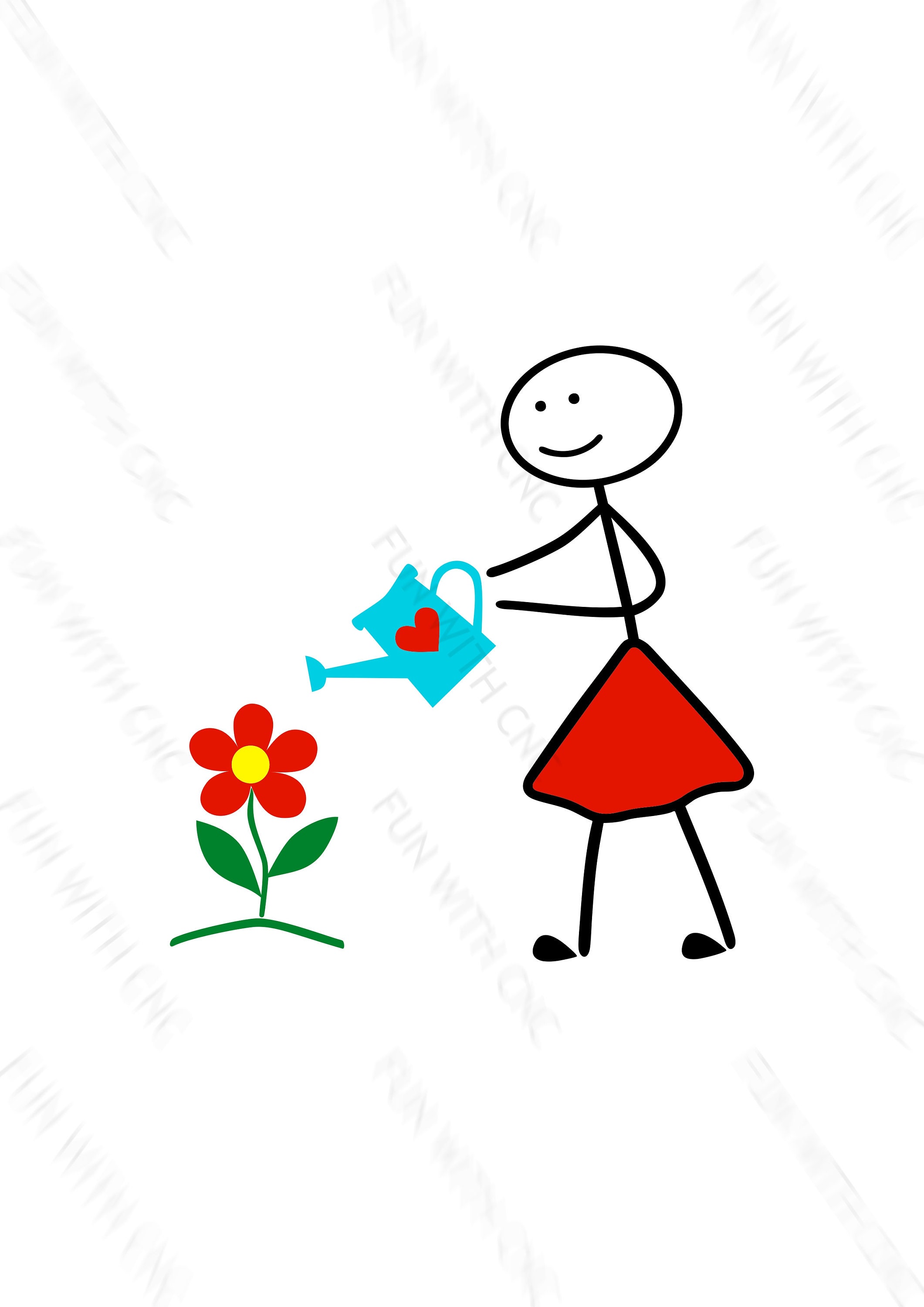 Spring Girl With a Flower, Stick Figure Women With a Flower, Garden Svg ...