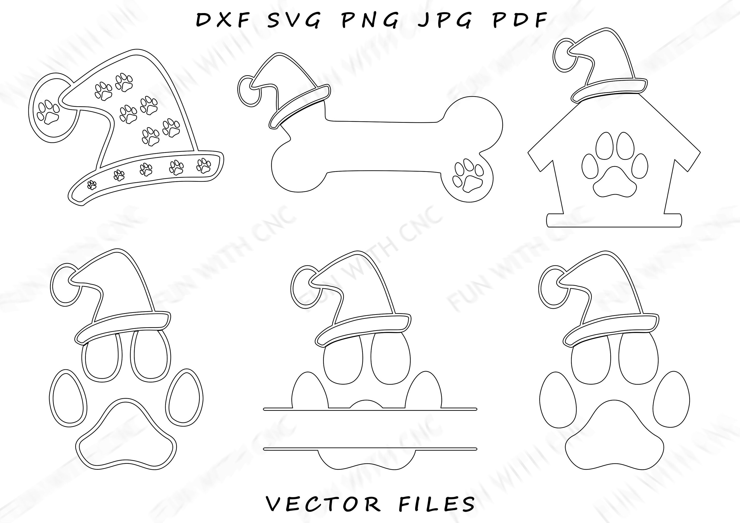 Christmas Pet Clipart: Santa Hats, Paw Prints (digital Download) - Etsy