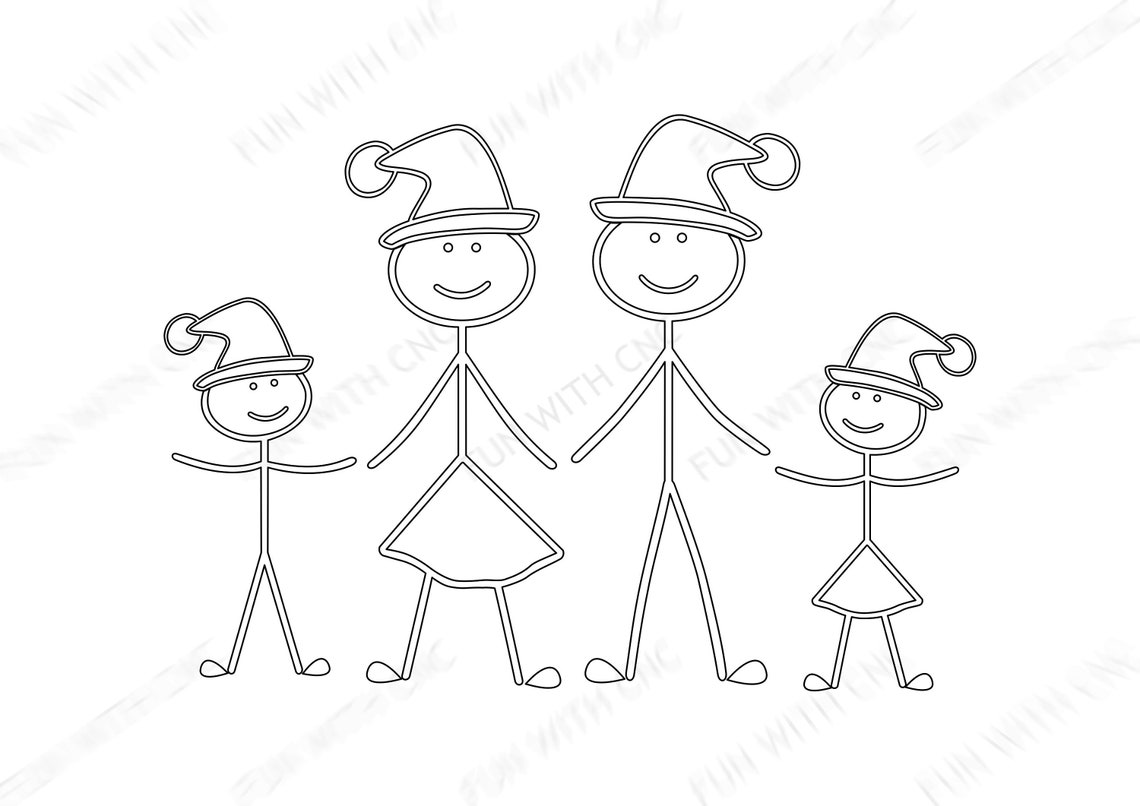 Stick People Christmas Family Svg, Christmas Stick Figure Clipart ...