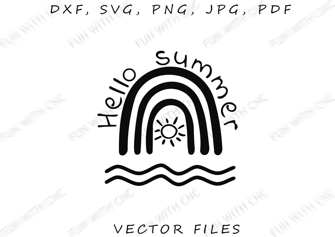 Boho Rainbow Svg Hello Summer Png Sky Blue Rainbow Svg Sunshine Clipart ...