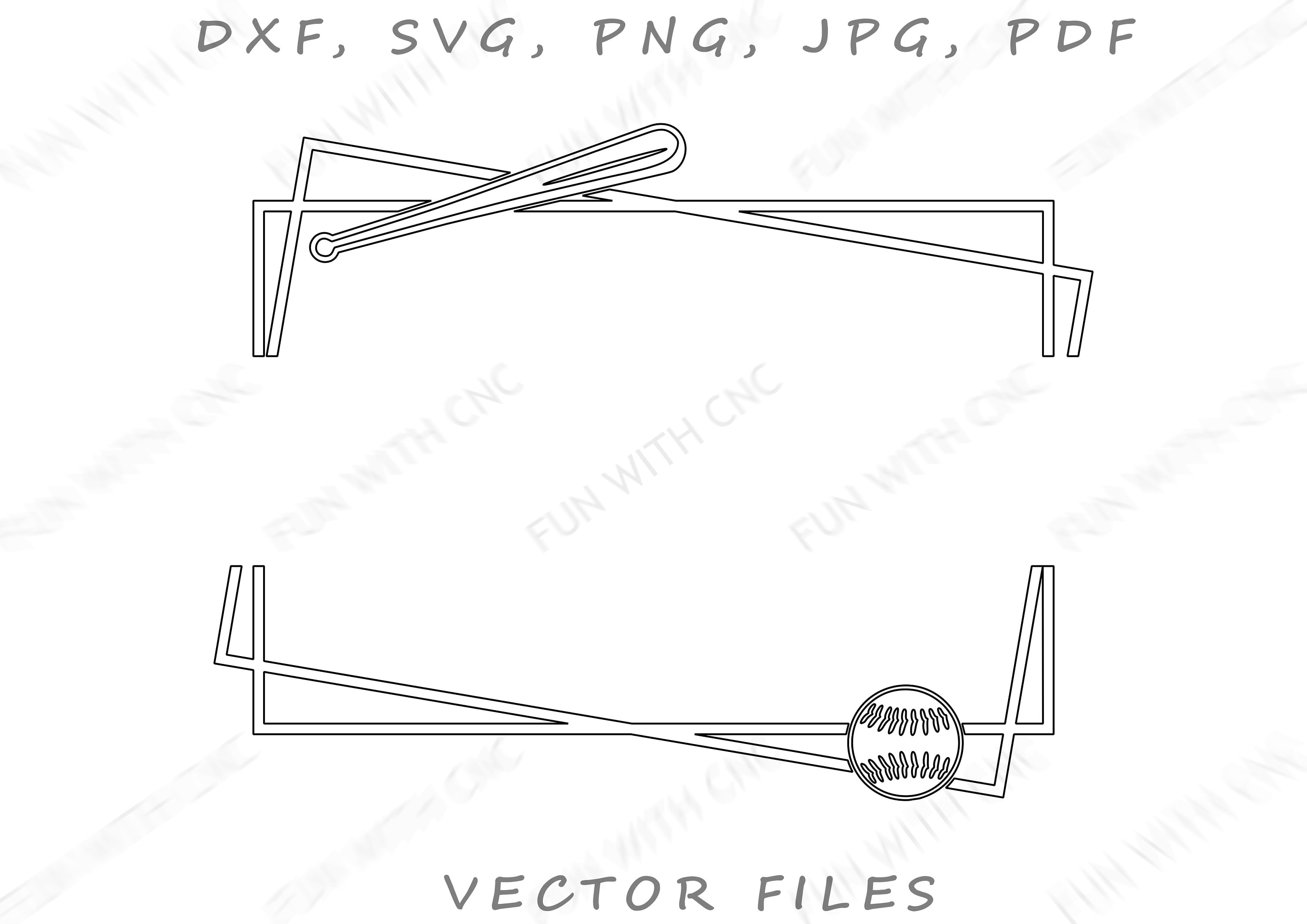 Baseball Double Rectangle Split Frame With a Baseball Bat and Baseball ...