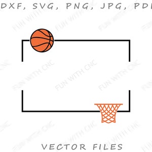 Basketball Split Frames With Ball and a Basketball Hoop With a Net ...